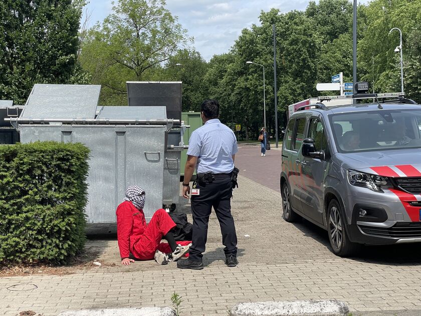 Activists deface Atlas with red paint